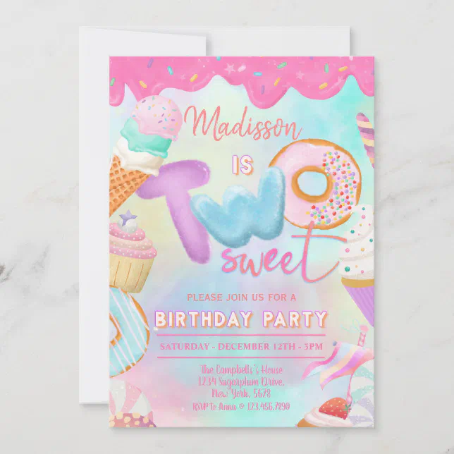 two is so sweet invitation | Zazzle
