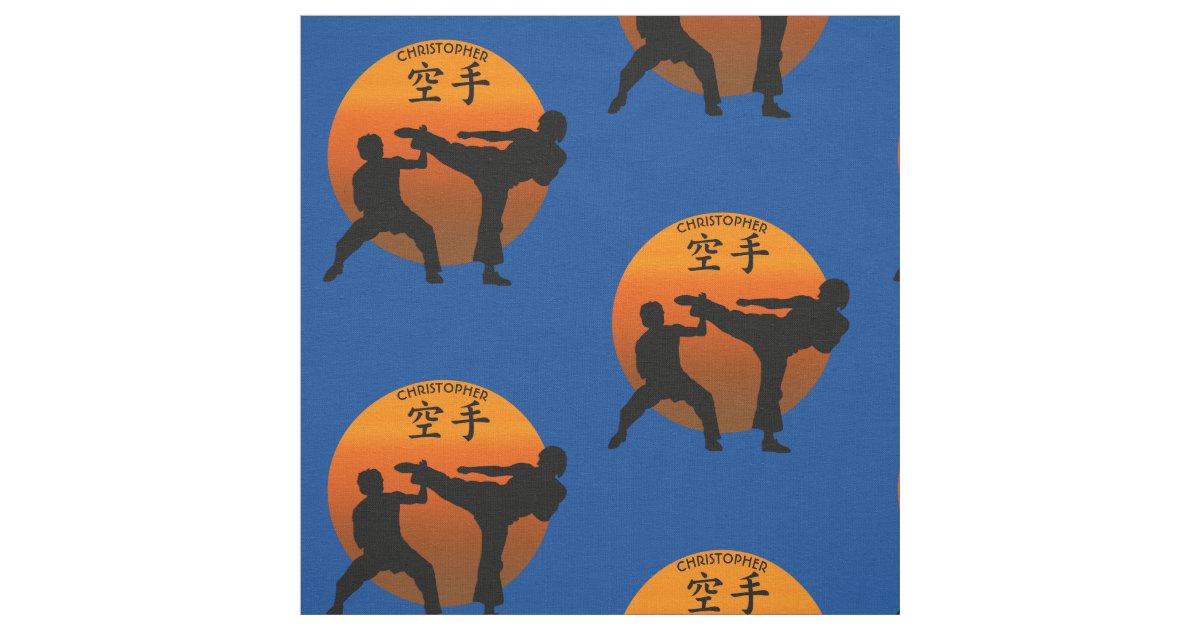 Two Karate Fighters With Rising Sun Fabric | Zazzle