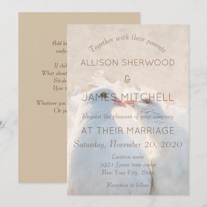 Two kissing white doves invitation | Zazzle.com