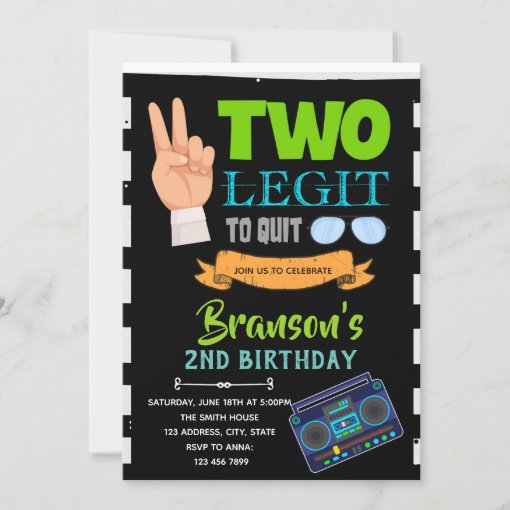 Two legit to quit boy birthday party invitation | Zazzle