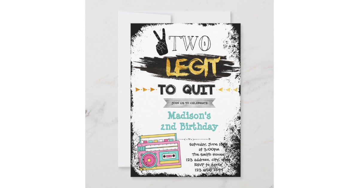 Two legit to quit party girl theme invitation | Zazzle