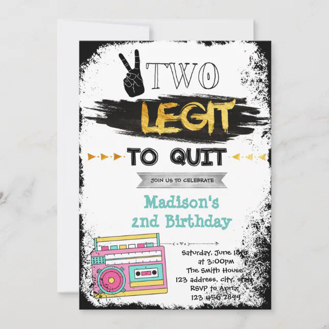 Two legit to quit party girl theme invitation | Zazzle
