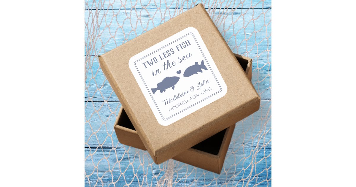 Two Less Fish In The Sea Couples Shower Square Sticker | Zazzle