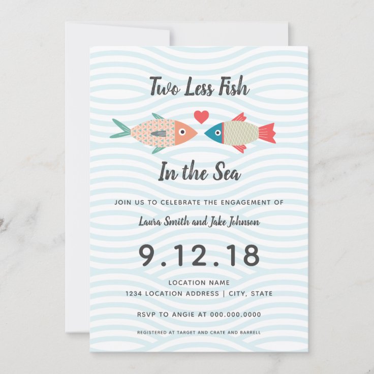 Two less Fish in the Sea // Engagement Party Invitation | Zazzle