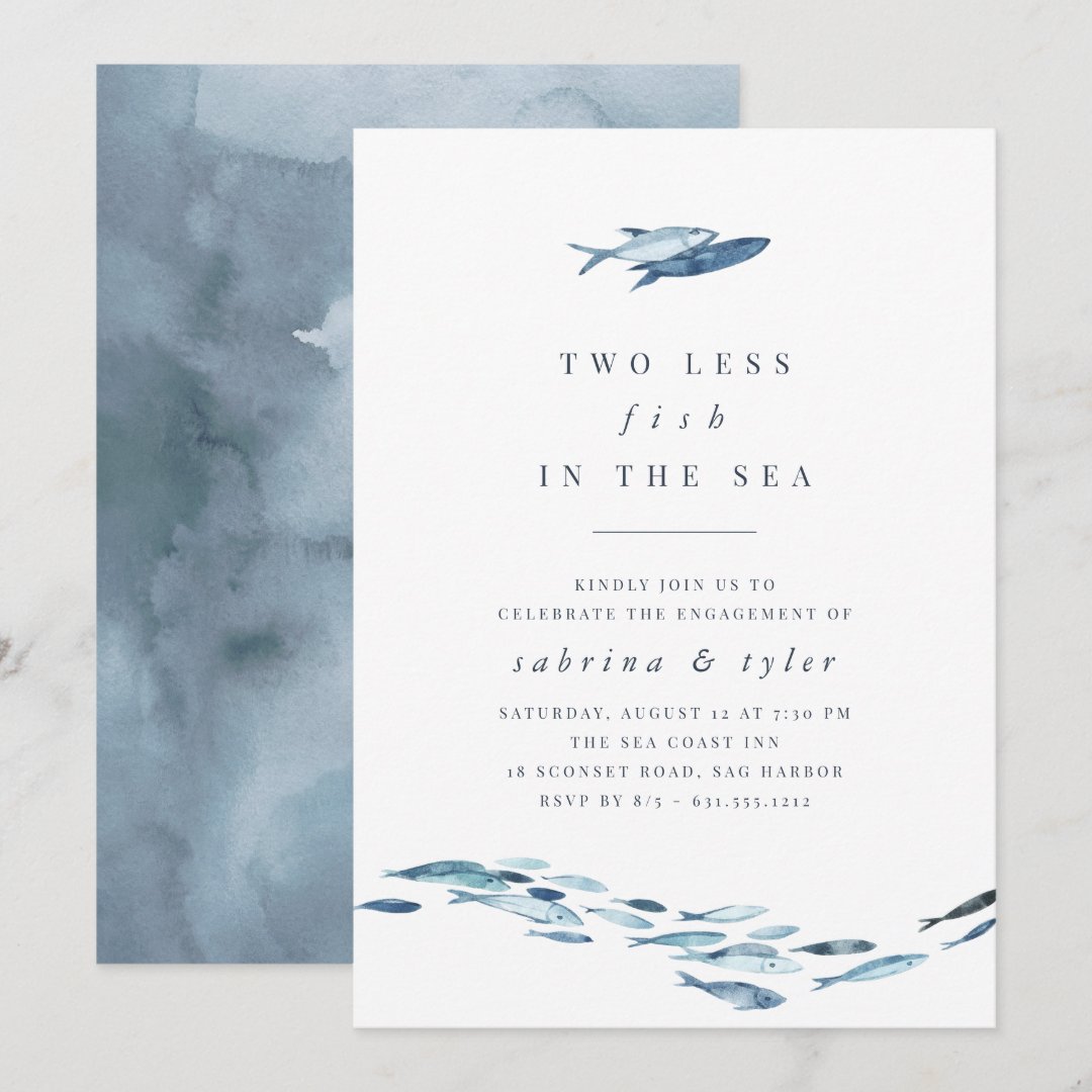 Two Less Fish in The Sea Engagement Party Invitation | Zazzle