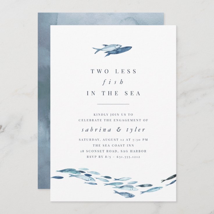 Two Less Fish in The Sea Engagement Party Invitation | Zazzle
