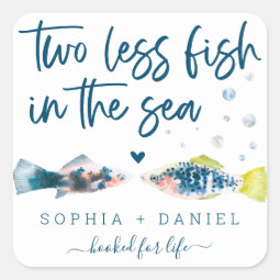 Two Less Fish In The Sea Wedding Square Sticker | Zazzle