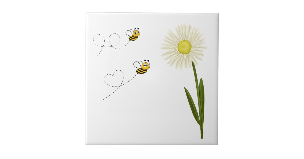 Two little and cute bees ceramic tile | Zazzle