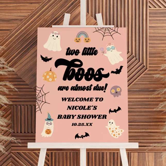 Two Little Boos Twins Baby Shower Welcome Sign | Zazzle