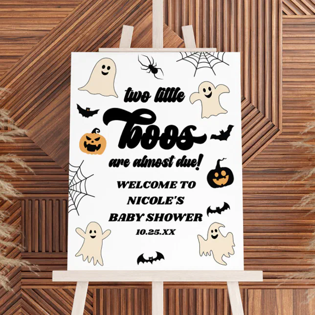 Two Little Boos Twins Baby Shower Welcome Sign | Zazzle