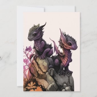 Two little dragons twins baby shower invitation | Zazzle