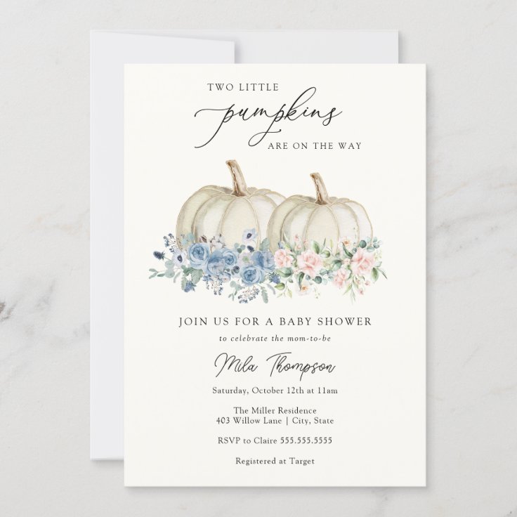 Two Little Pumpkins Baby Shower Invitation | Zazzle