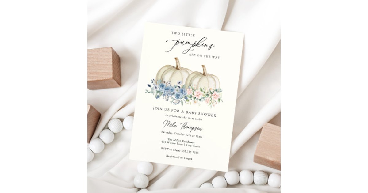 Two Little Pumpkins Baby Shower Invitation | Zazzle