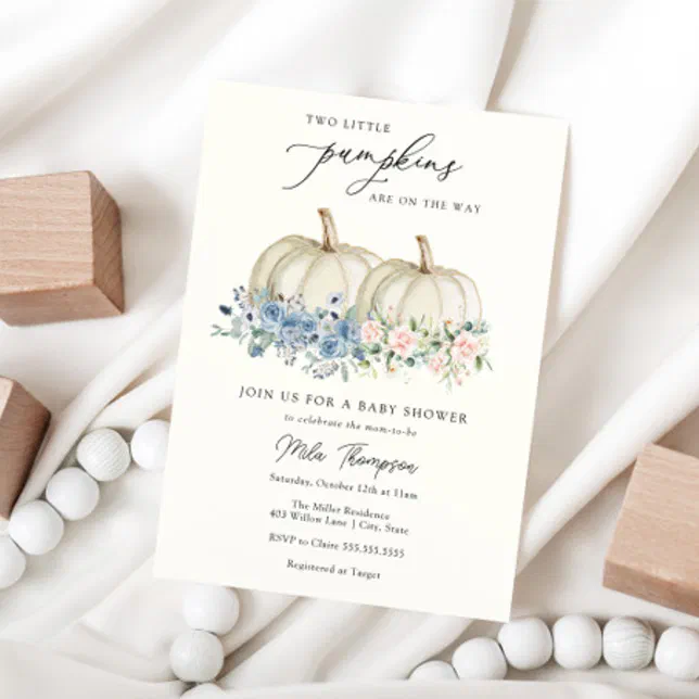 Two Little Pumpkins Baby Shower Invitation | Zazzle