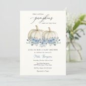 Two Little Pumpkins Blue Baby Shower Invitation | Zazzle