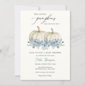 Two Little Pumpkins Blue Baby Shower Invitation | Zazzle