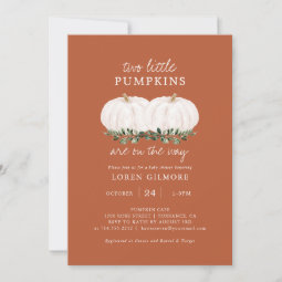 Two Little Pumpkins Twins Baby Shower Invitation | Zazzle
