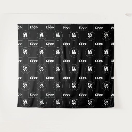 Two Logo Black Step + Repeat Photo Booth Backdrop | Zazzle