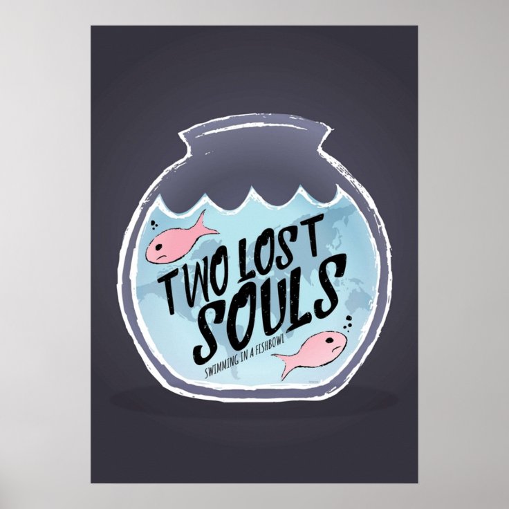 Two Lost Souls Swimming in a Fishbowl Pink Fish Poster | Zazzle
