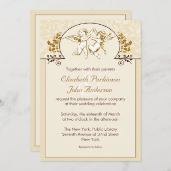 two love angels vintage wedding invitation | Zazzle