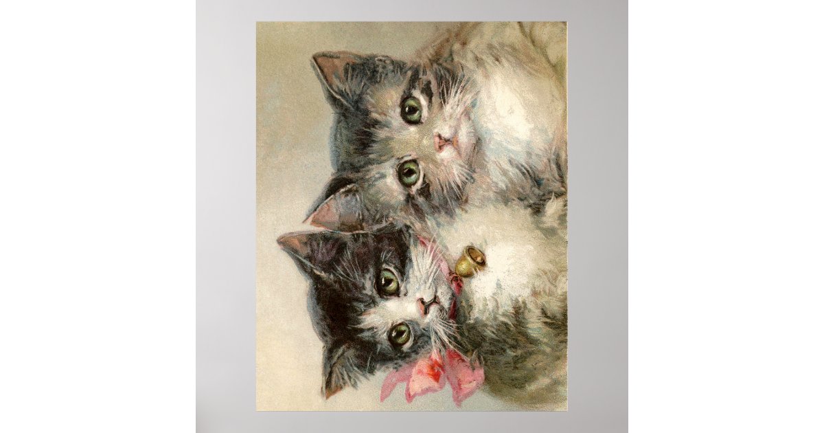 Two lovely Victorian kittens Poster | Zazzle