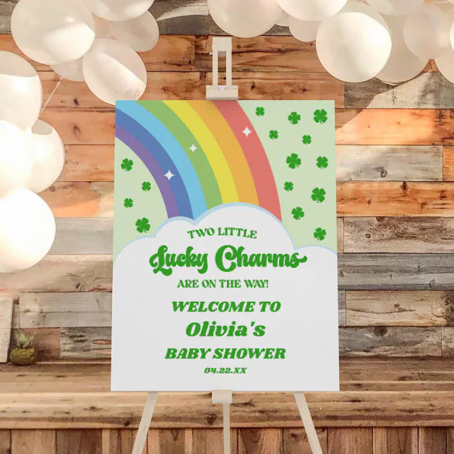 Two Lucky Charms Twins Baby Shower Welcome Sign | Zazzle