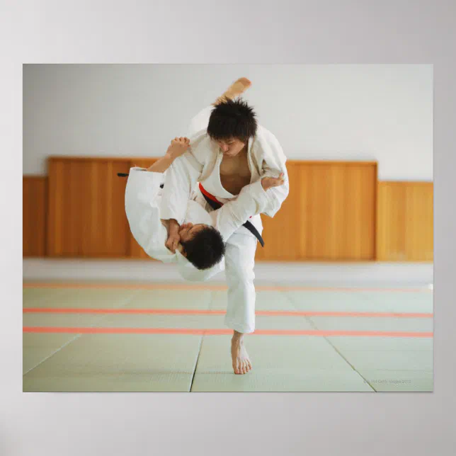 Two Men Competing in a Judo Match Poster | Zazzle