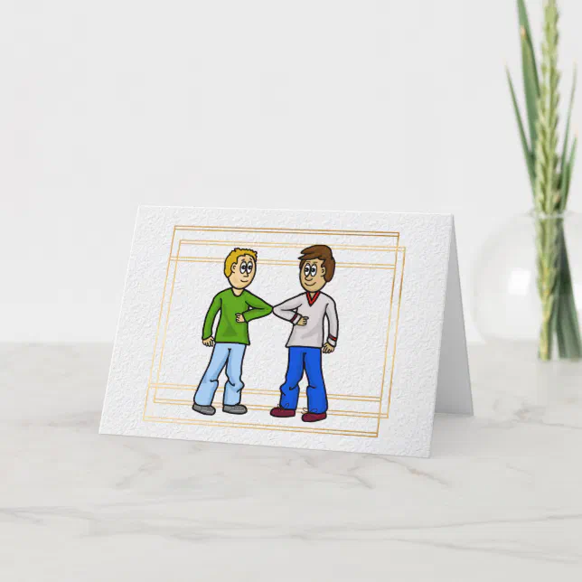 Two Men Elbow Bump Card | Zazzle