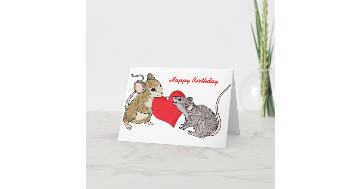 Two Mice in Love Birthday Card | Zazzle
