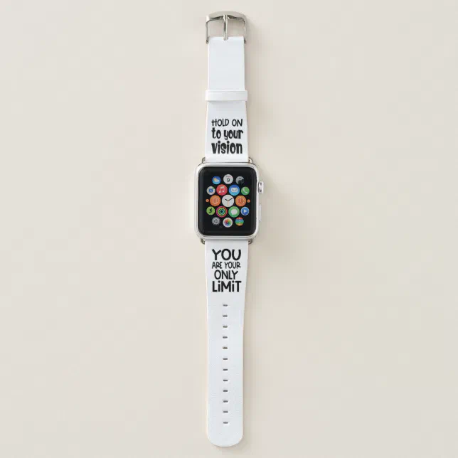 Two Motivational Quotes Black Typography on White Apple Watch Band | Zazzle