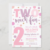 Two Much Fun Birthday Invitation 2nd Birthday Girl | Zazzle