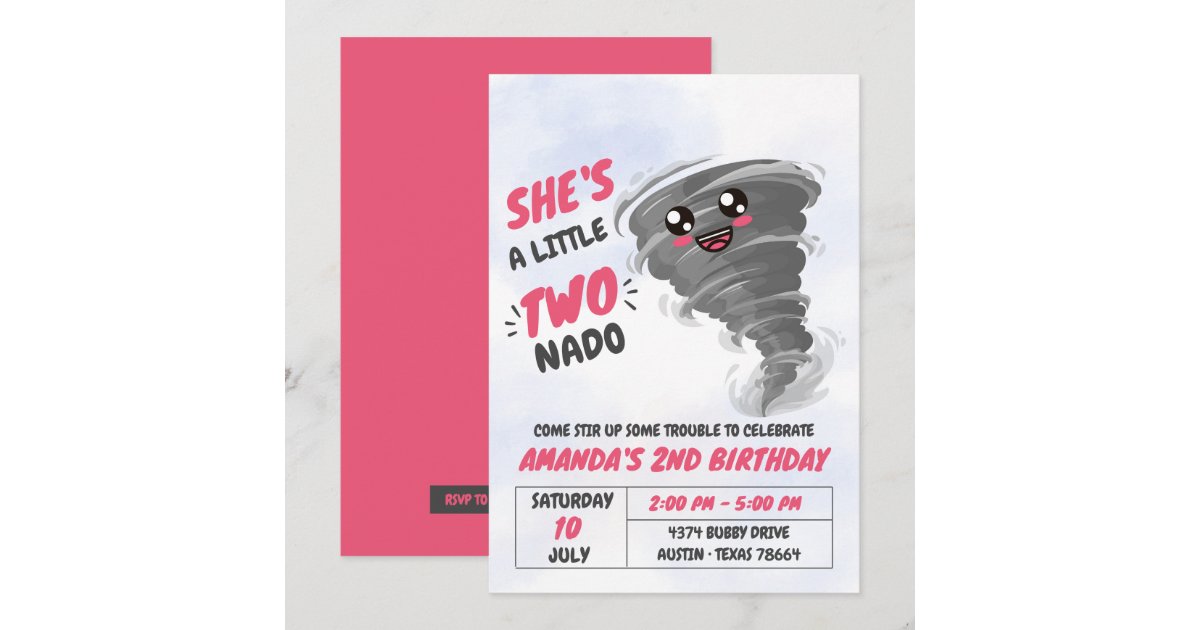 Two-Nado Tornado Second Birthday Party Invitation | Zazzle