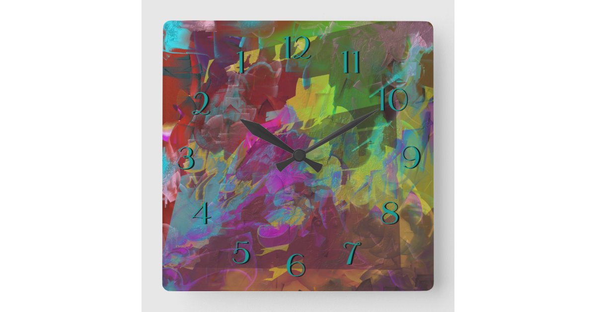 Two on one square wall clock | Zazzle
