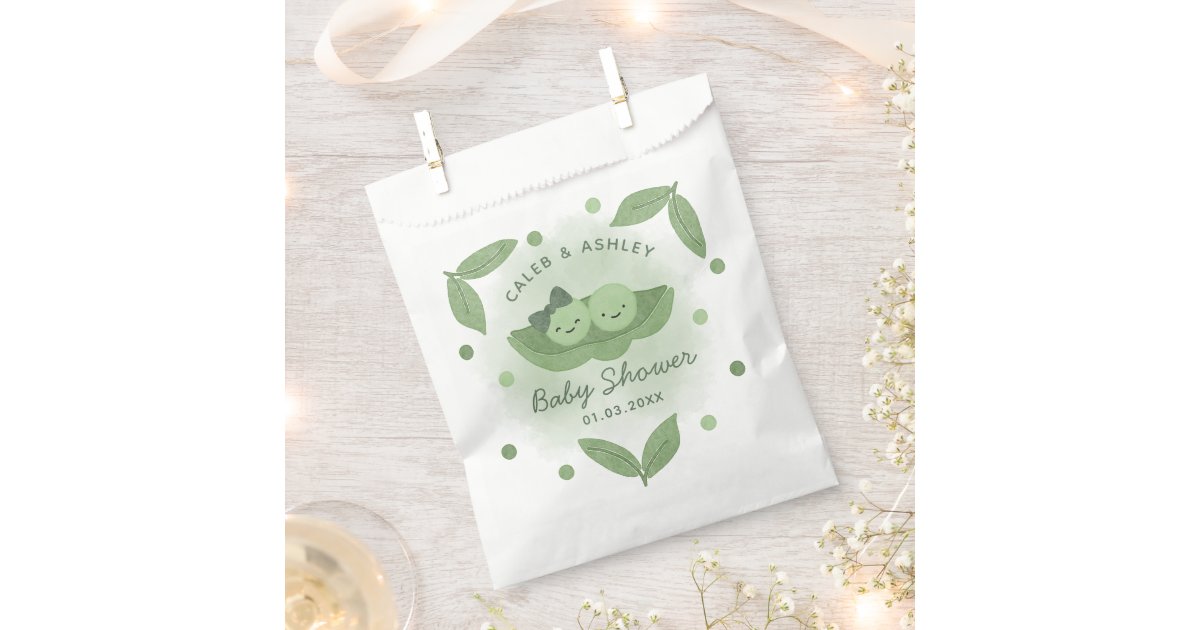 Two Peas In a Pod Twin Boy Girl Baby Shower Favor Bag | Zazzle