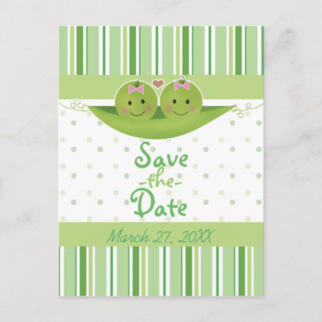Two Peas in a Pod Twin Girls Baby Shower Sprinkle Announcement Postcard ...