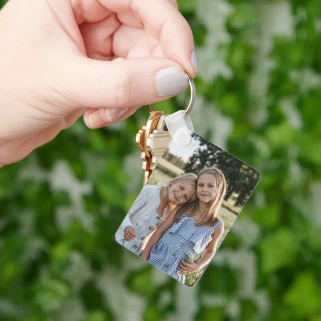 Two Photo Custom Double Sided Keychain | Zazzle