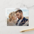 Two Photo | Faux Rose Gold Script Save the Date Announcement Postcard ...