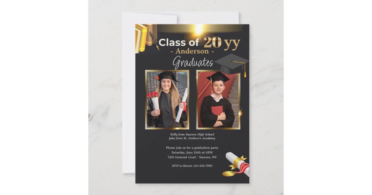 Two Photo Graduation Party Invitation | Zazzle