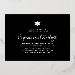 Two Photo Graduation Real Gold Foil Invitation | Zazzle