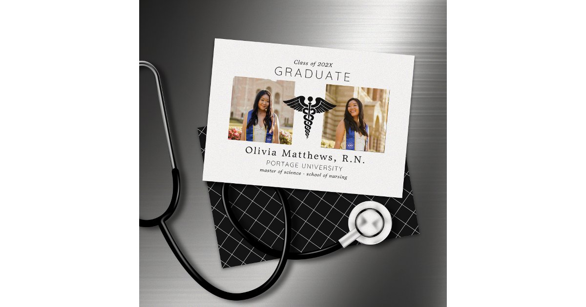 Two Photo Nursing White Black Insignia | Zazzle