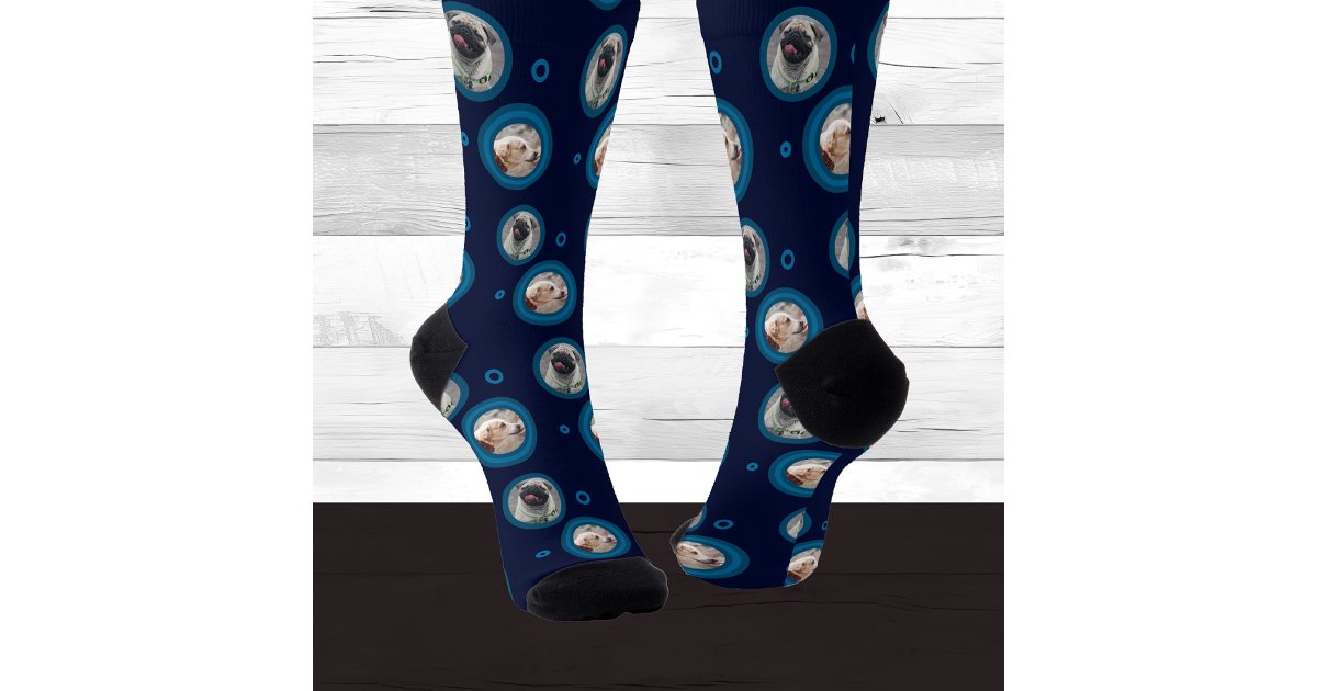 Two Photo Pet Socks Circle Pattern | Zazzle
