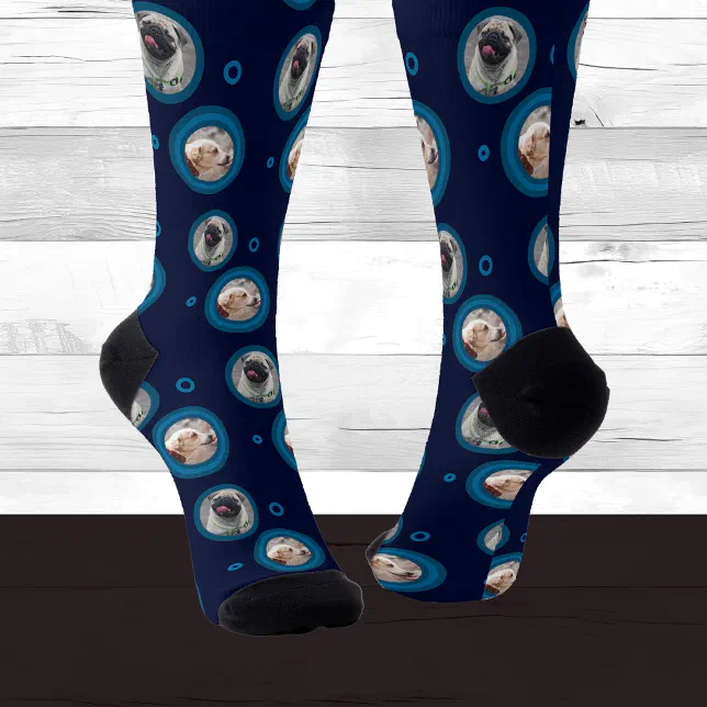 Two Photo Pet Socks Circle Pattern | Zazzle