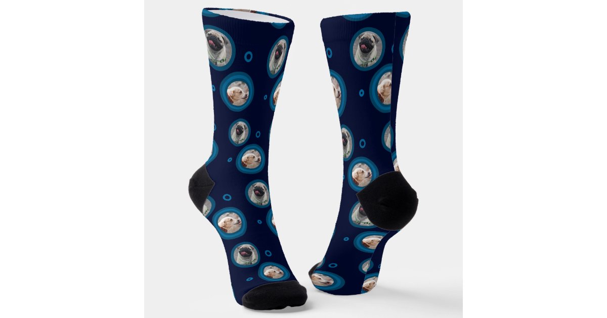 Two Photo Pet Socks Circle Pattern | Zazzle