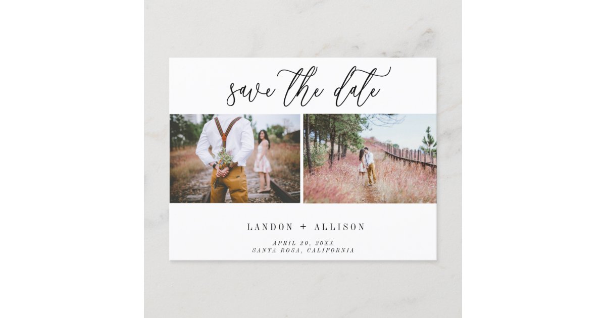 Two Photo Save the Date Card | Zazzle