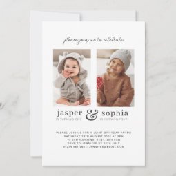 Two Photos Joint Birthday Invitation | Zazzle