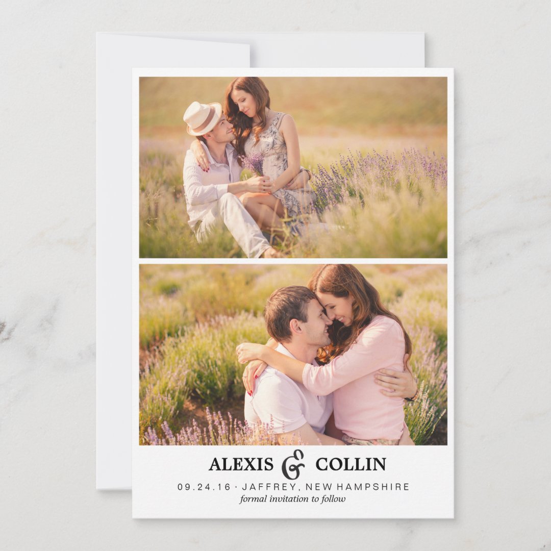 Two Photos Simple Save the Date Card | Zazzle
