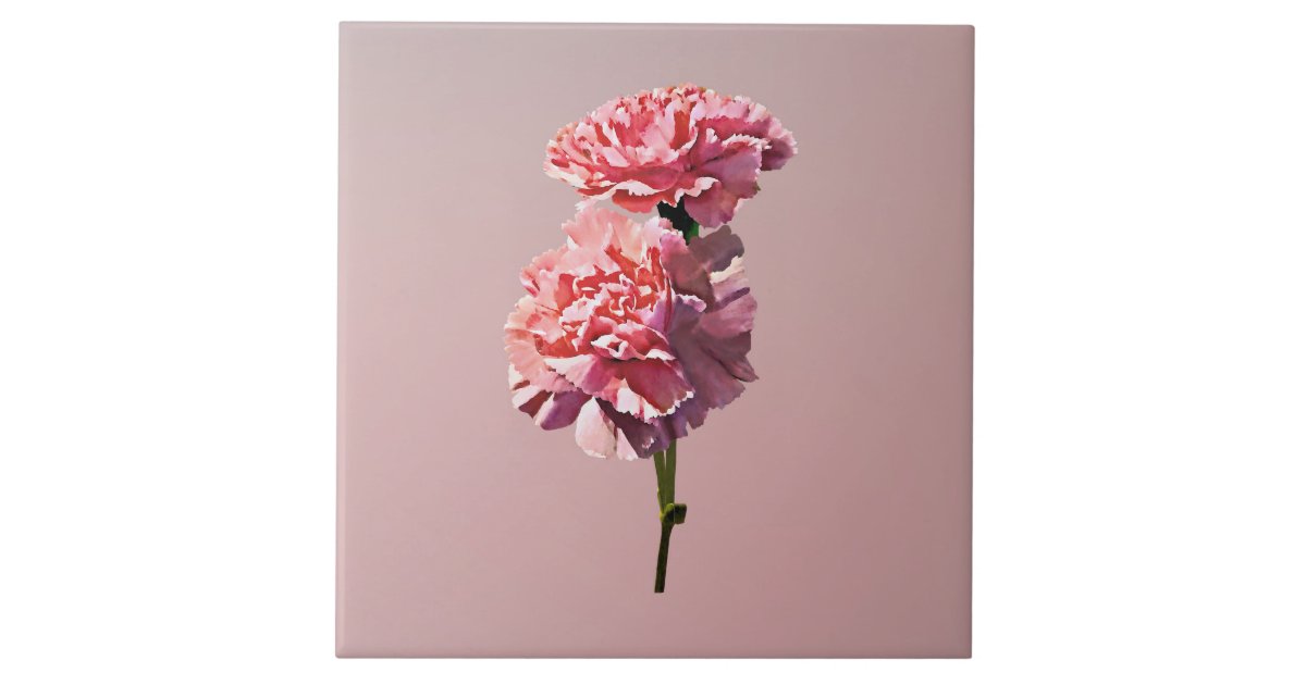 Two Pink Carnations Ceramic Tile | Zazzle
