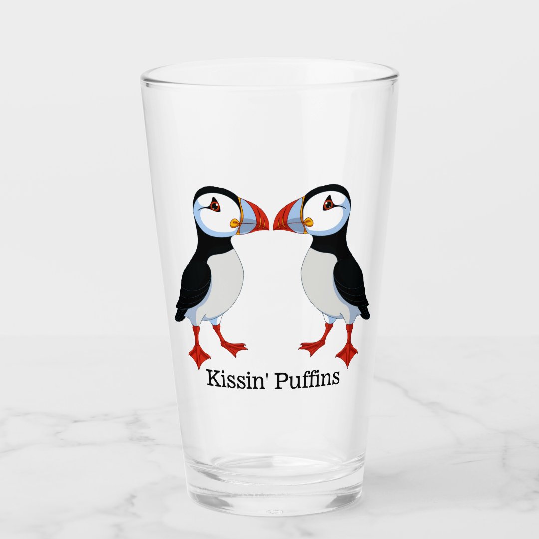 Two Puffins Design Drinking Glass | Zazzle