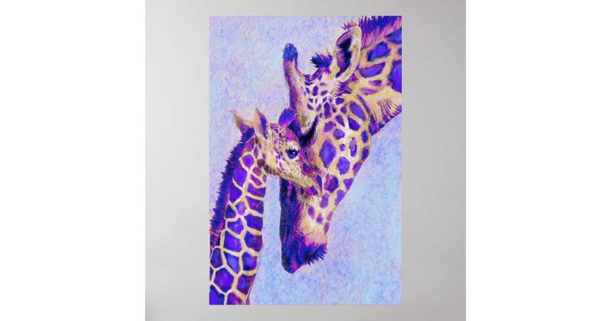 Two Purple Giraffes Poster | Zazzle