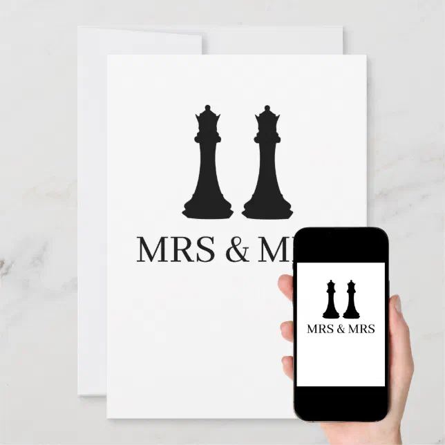 Two Queens Chess Pieces Lesbian Wedding Announcement | Zazzle